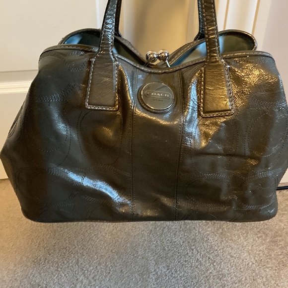 Coach | Bags | Large Grey Signature Three Compartment Coach Purse ...